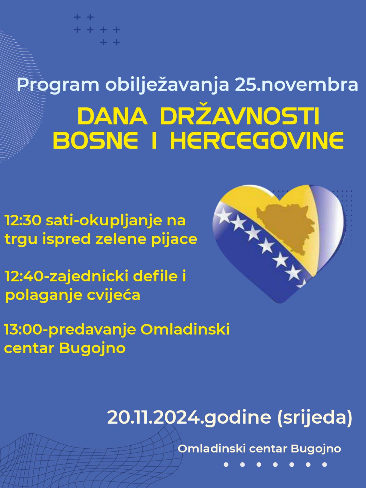 Omladinski centar Bugojno organizuje Program obilježavanja 25. novembra ...